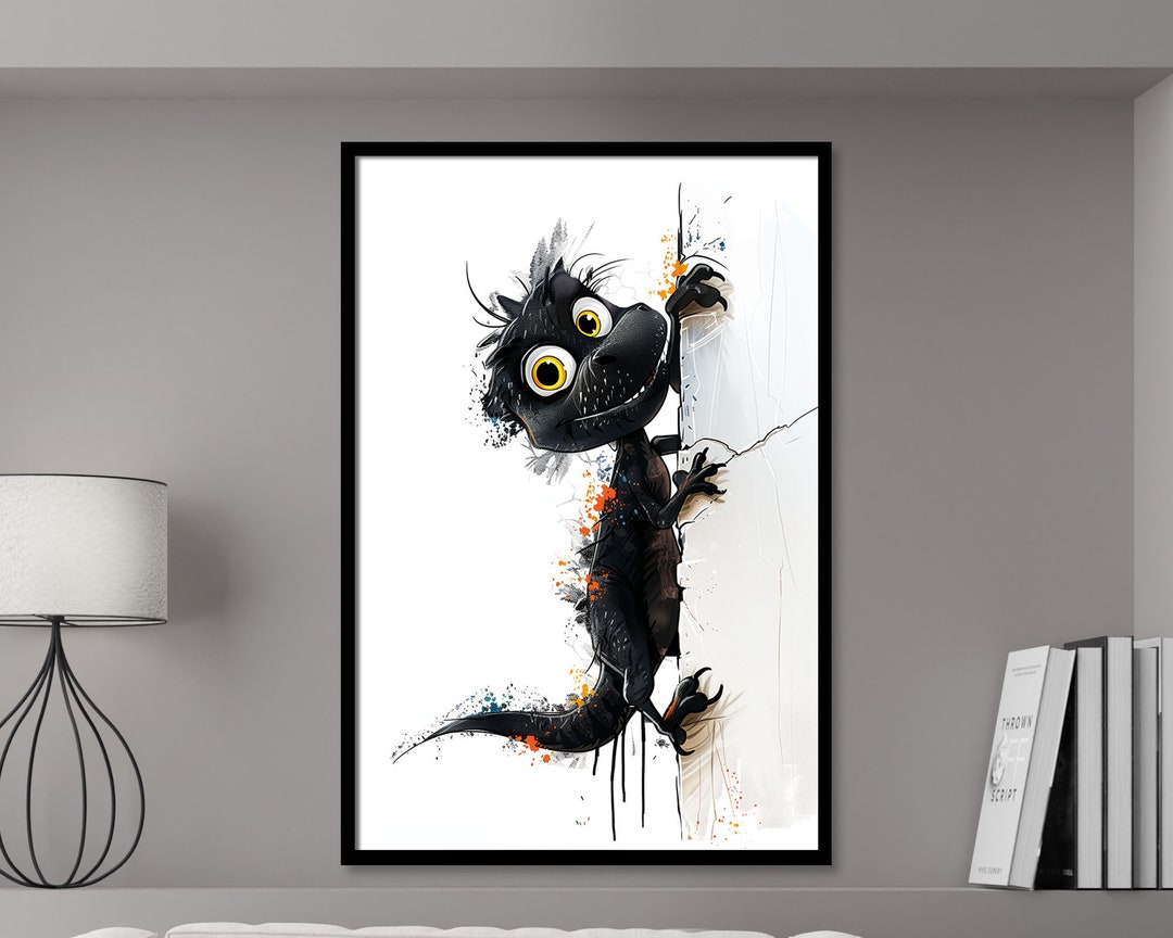 Climbing Critters Dinosaur – Funny Printable Vibrant Pet Wall Decor ...