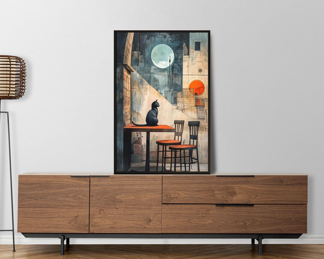 Café Cat No. 2 Poster | Adorable Feline Art Print | Café Cat No. 2 ...