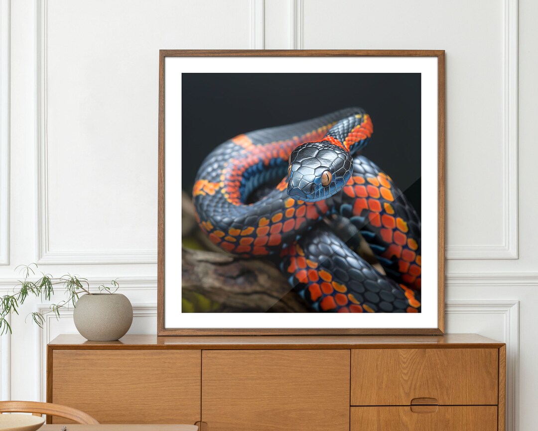 Vibrant Serpent Poster, Colorful Snake Art, Modern Wall Decor, Unique ...