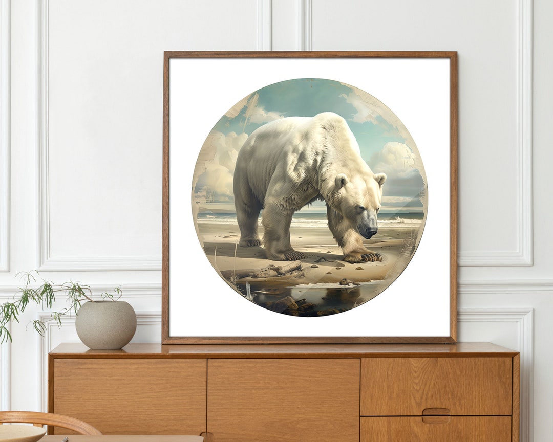 Polar Bear Wall Art, Wildlife Art Print, Arctic Animal Poster, Nature ...