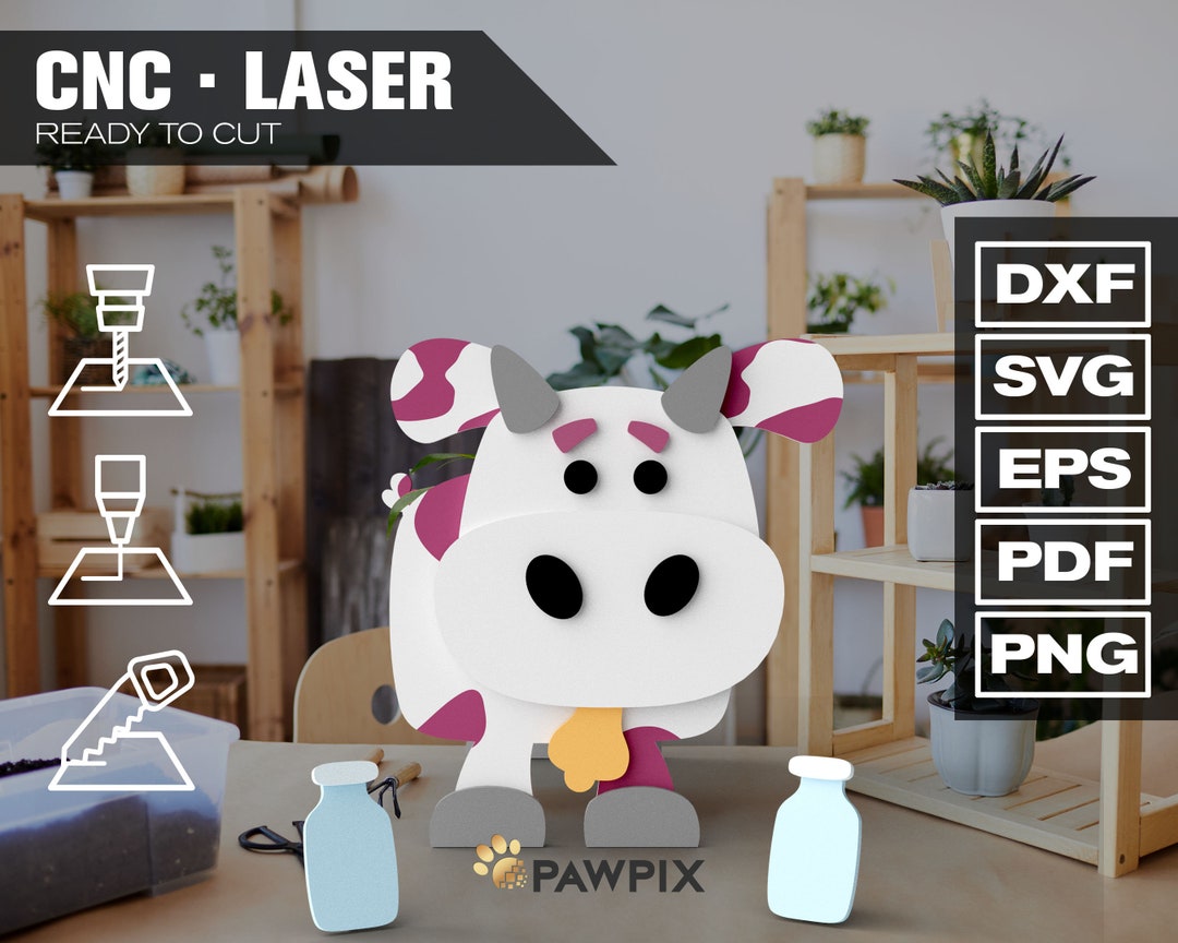 DIY Cow Planter Pattern - Ideal for Wood, Scroll Saw Patterns, CNC File ...