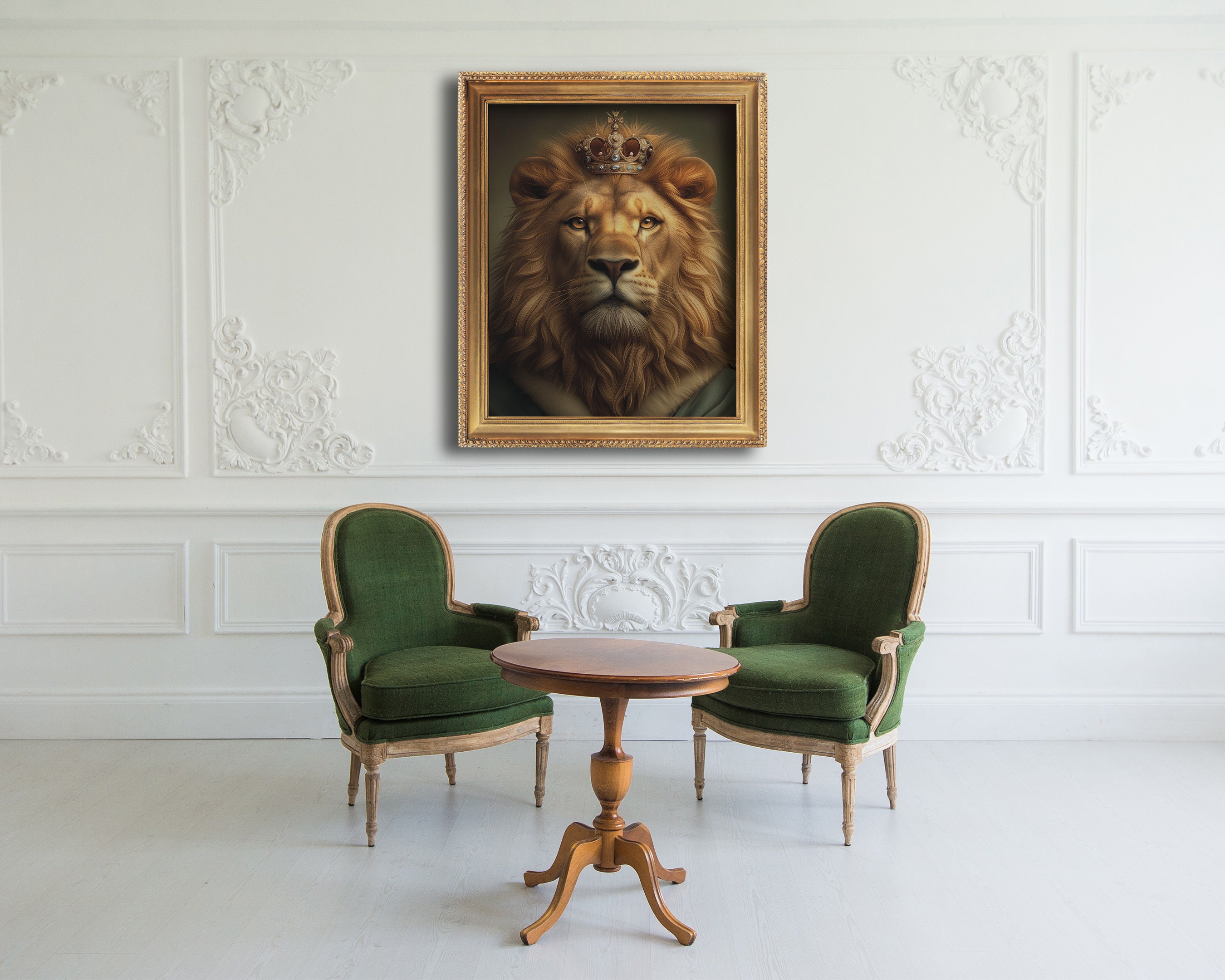 Royal Lion Art Print, Regal Poster Design, Pet Portrait Wall Decor ...