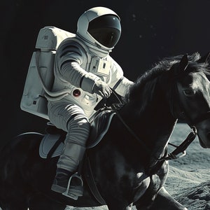 Rider on the Moon Wall Art, Astronaut Horse Poster, Unique Space Art ...