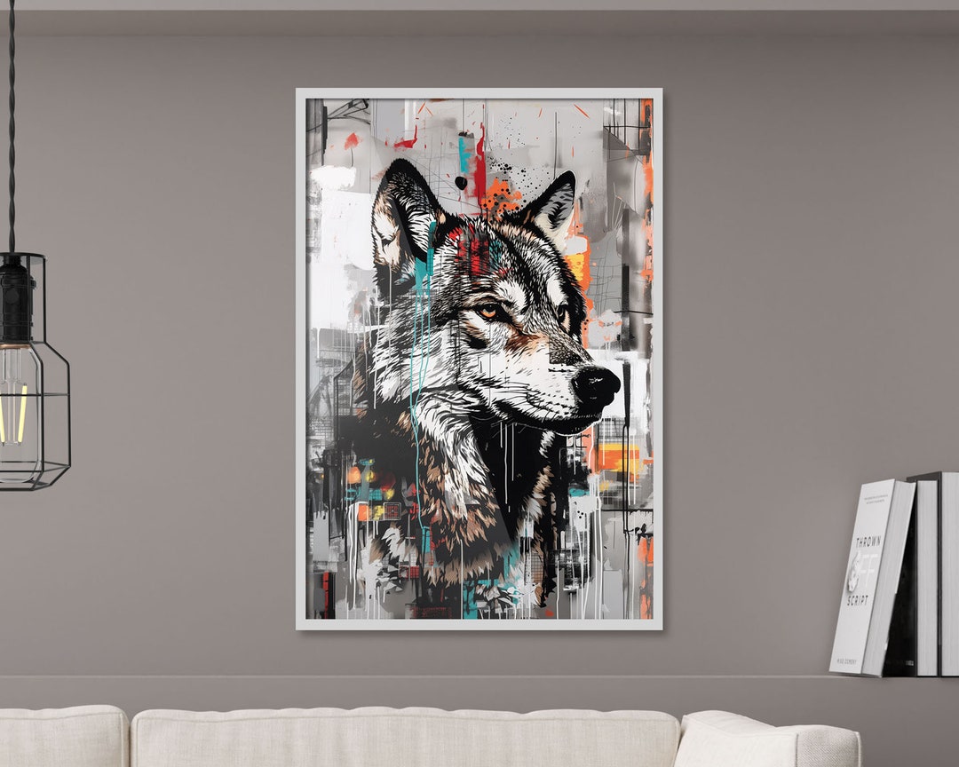 Printable Urban Style Graffiti Wolf - Vibrant Wildlife Wall Decor ...