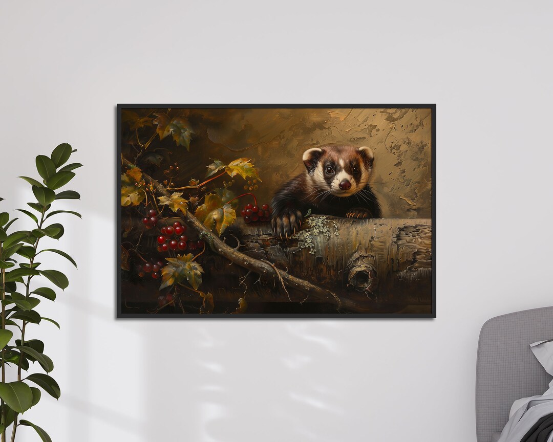 Curious Weasel Poster, Vintage Wildlife Art, Animal Wall Decor, Nature ...