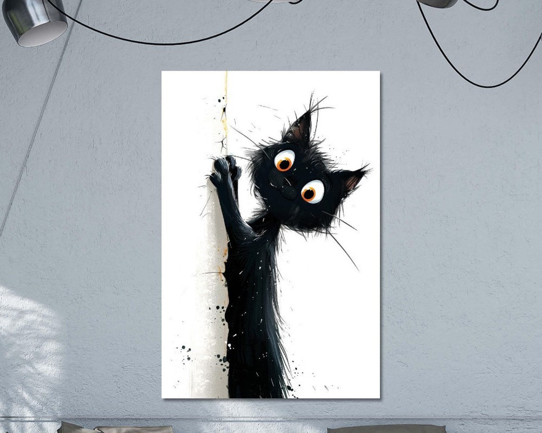 Climbing Critters Cat - Funny Vibrant Pet Wall Decor, Premium Poster ...