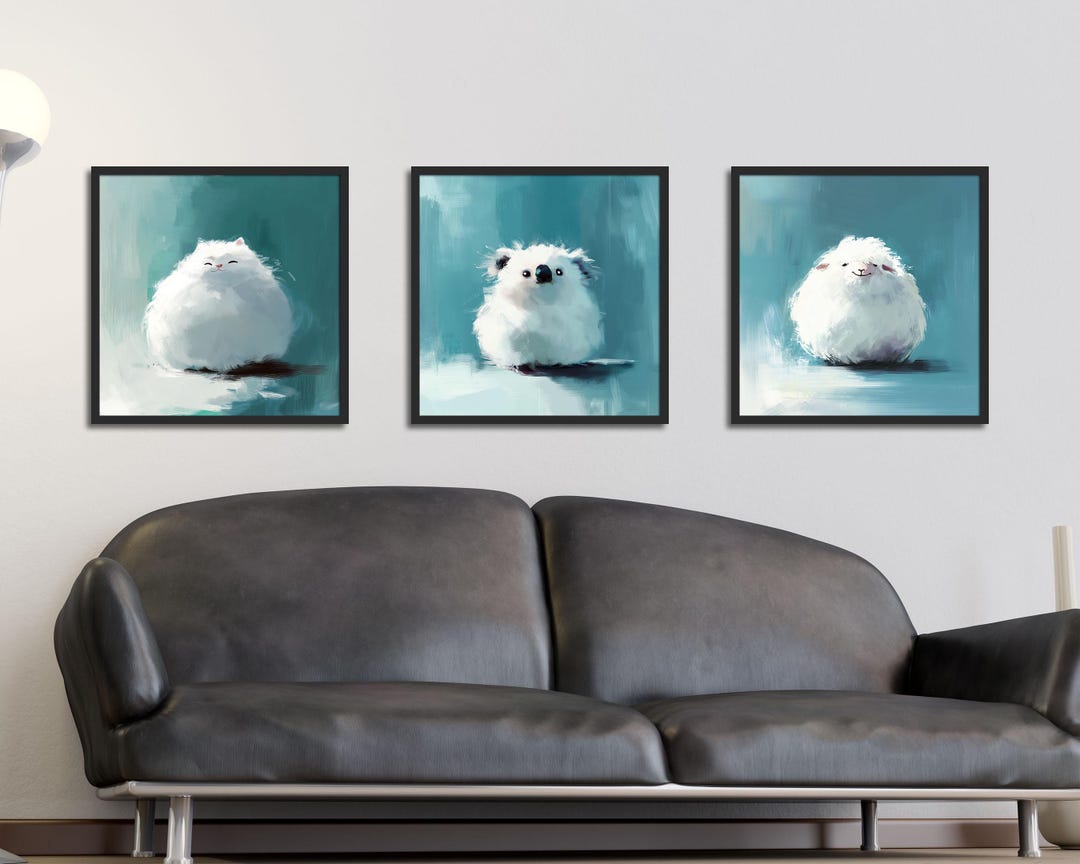 Fluffy Animal Wall Art | Cute Dog, Bird, Cat& More Posters | Whimsical ...