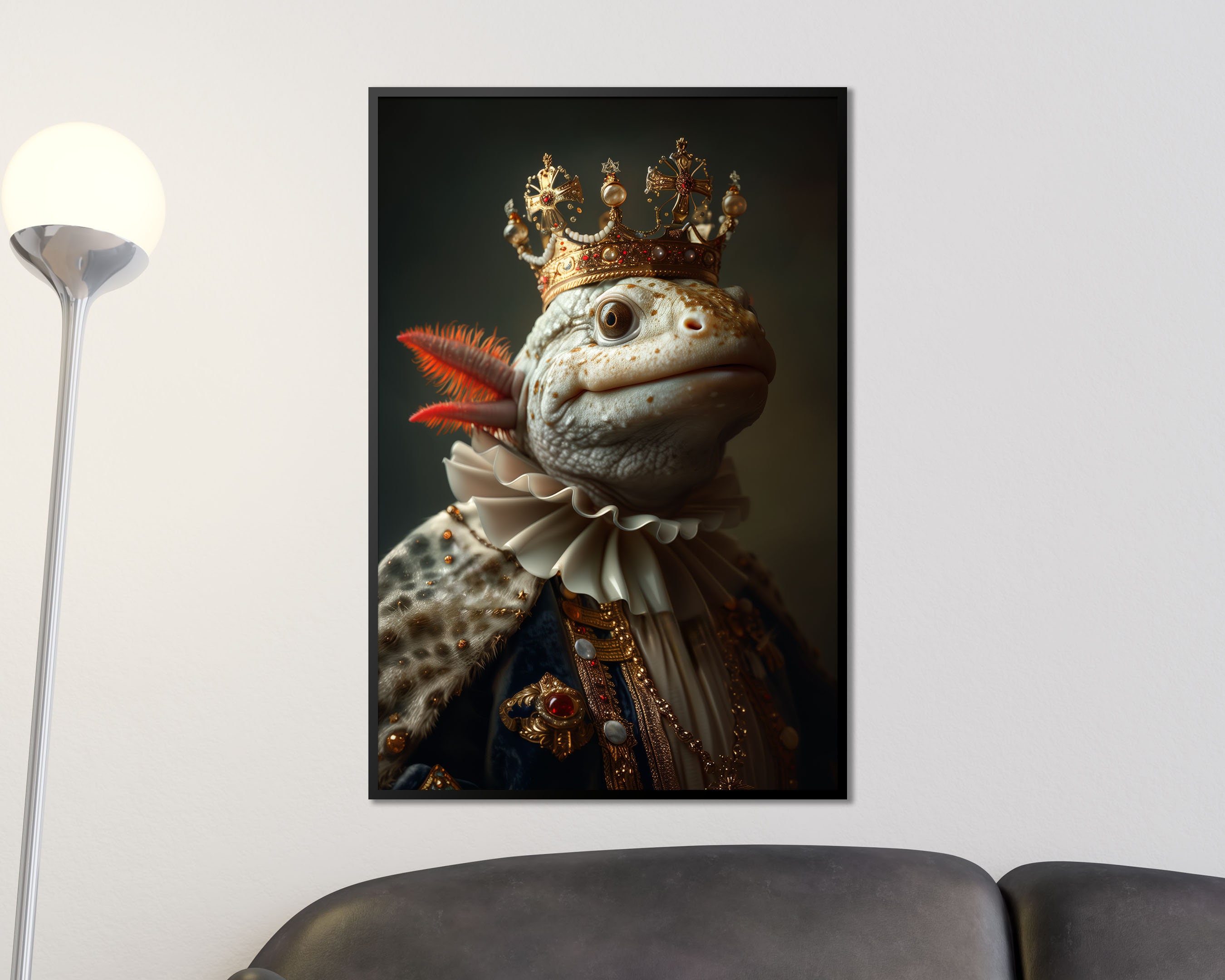 Royal Axolotl Poster Majestic Axolotl Wall Art, Adorable Amphibian ...