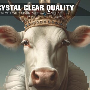 Royal Cow Art Print, Regal Canvas Design, Farm Animal Wall Decor ...