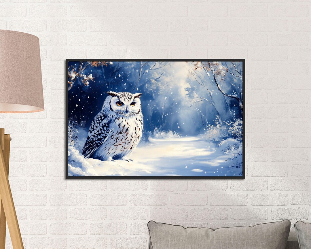 Snowy Owl Art Print – Winter Wonderland Animal Illustration, Elegant ...