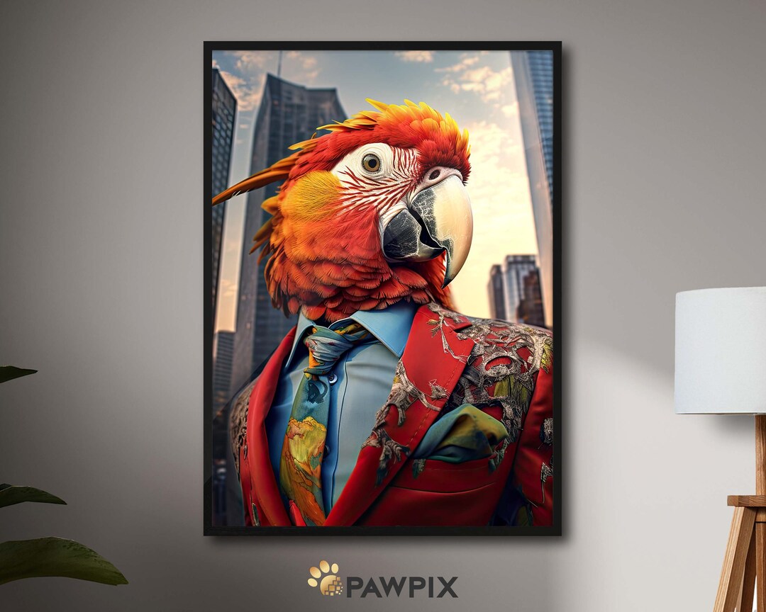 Printable Wall Art vibrant Parrot Poster, Canvas, Acrylic, Metal ...