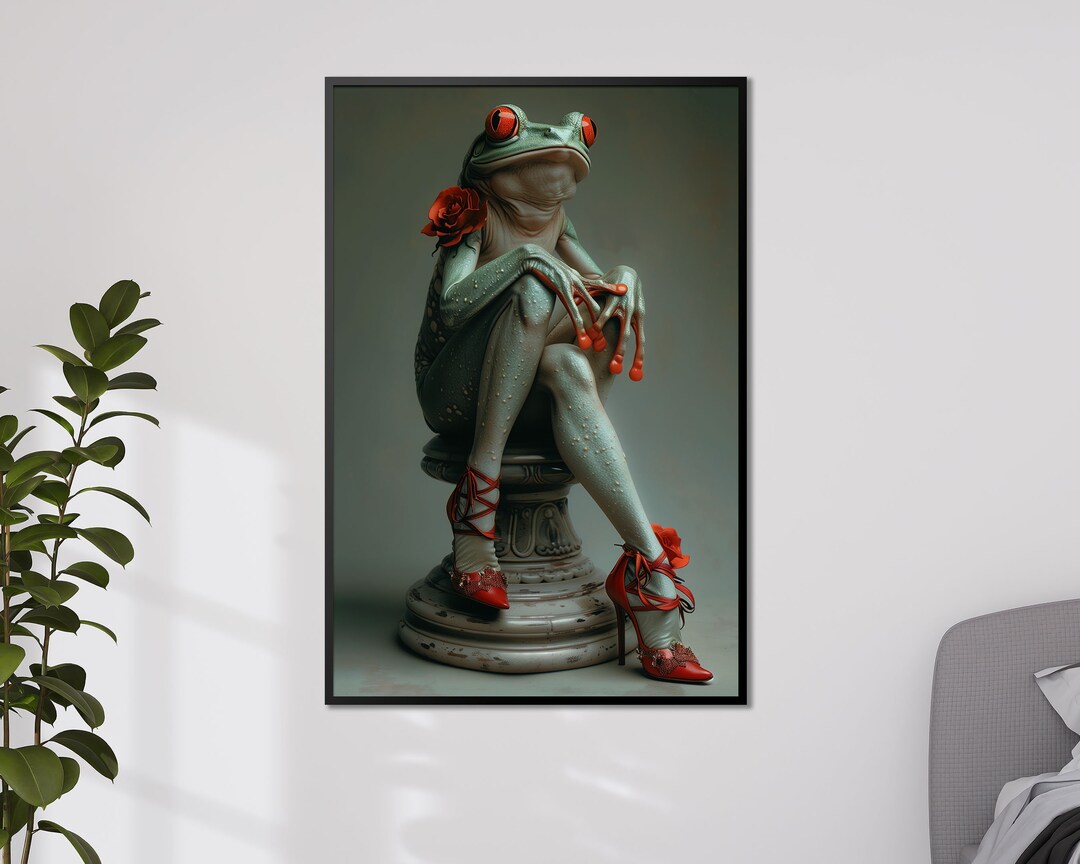 Grotesque Frog Princess Art Print, Surreal Amphibian Wall Decor, High ...