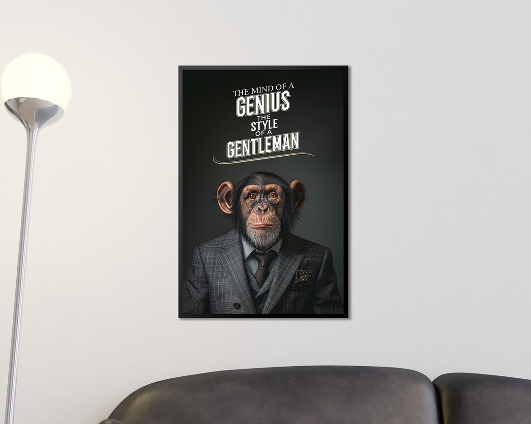 Funny Ape Wall Art Ape Poster Unique Wall Art Humorous Wall Hanging ...