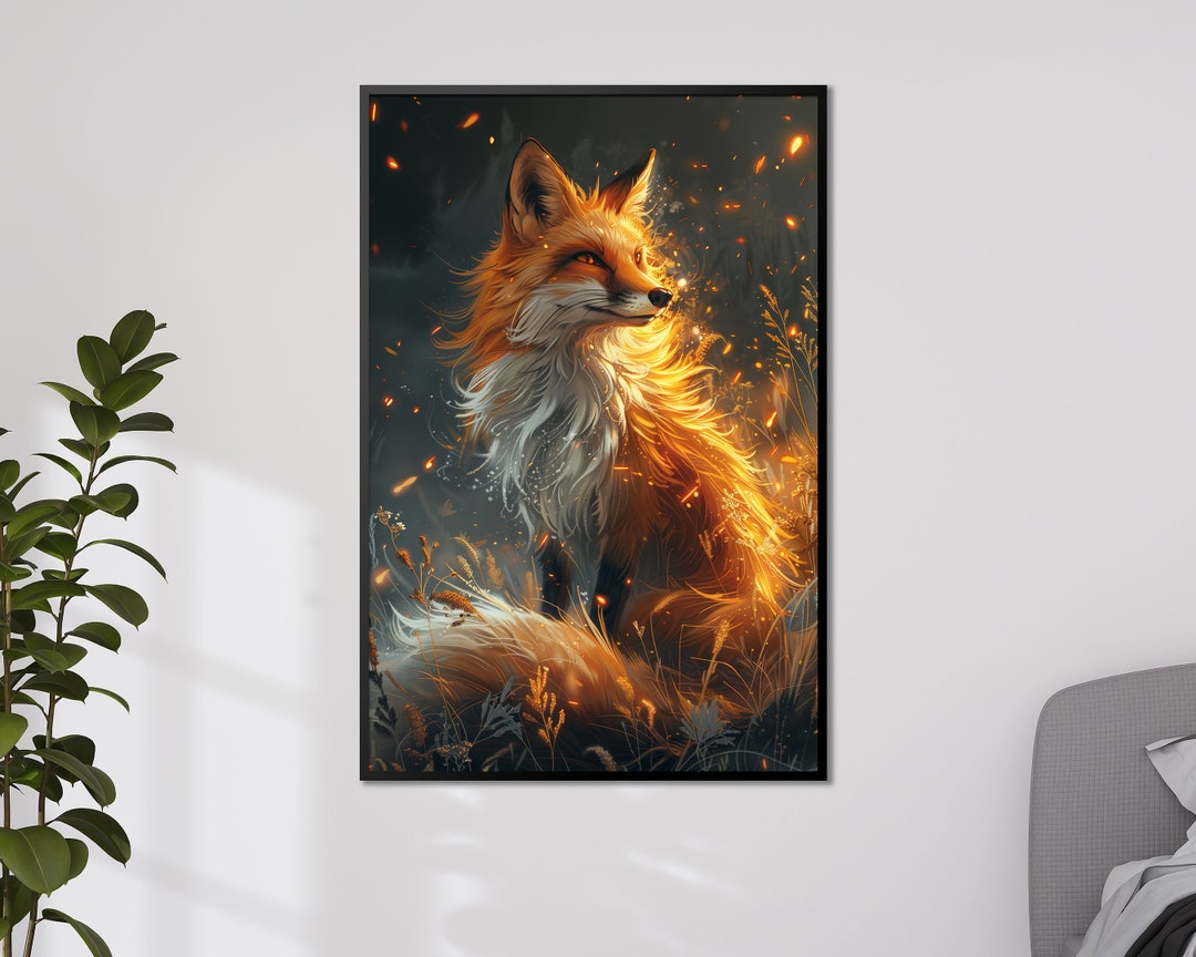 Fiery Fox Poster, Magical Fox Wall Art, Autumn Woodland Decor, Animal ...
