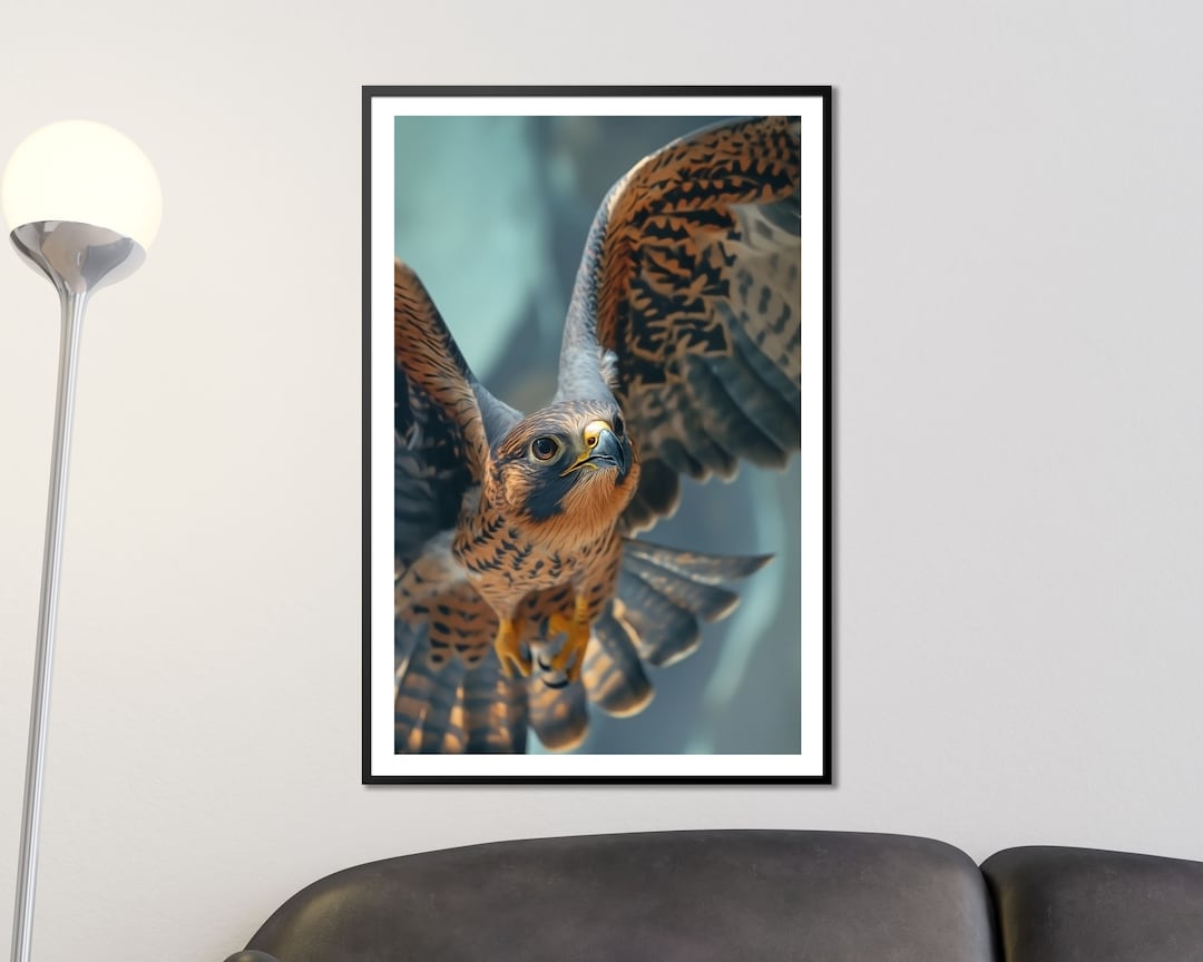 Realistic Falcon in Flight Art Print - Stunning Bird of Prey ...