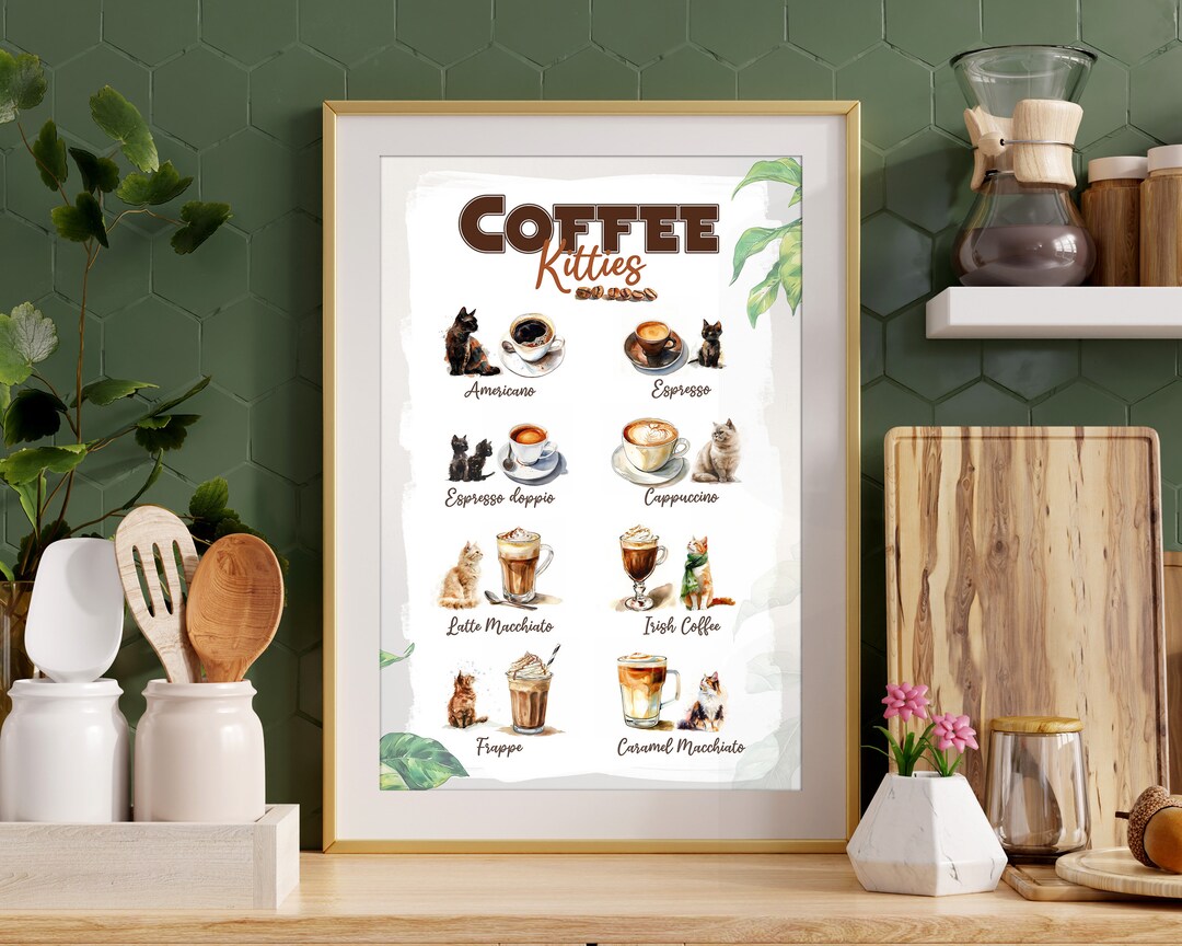 Kitchen Poster - Coffee Kitties Poster - Kitchen Wall Art, Coffee and ...