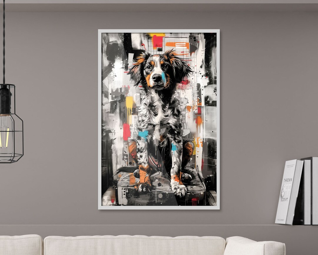 Printable Urban Style Graffiti Dog - Vibrant Wildlife Wall Decor ...