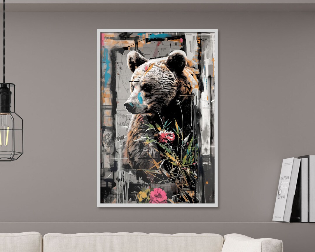 Urban Style Graffiti Bear - Vibrant Wildlife Wall Decor, Poster, Art ...