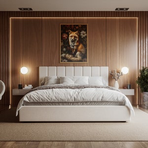 Vintage Fuchs im Blumengarten Kunstdruck, Rustikale Waldlandschaft Wanddeko, Fuchs unter Blumen ...