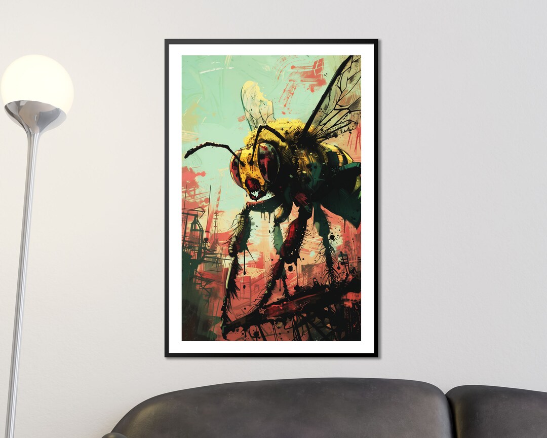Zom-bee Wall Art, Zombie Bee Poster, Unique Insect Art, Modern Wall ...