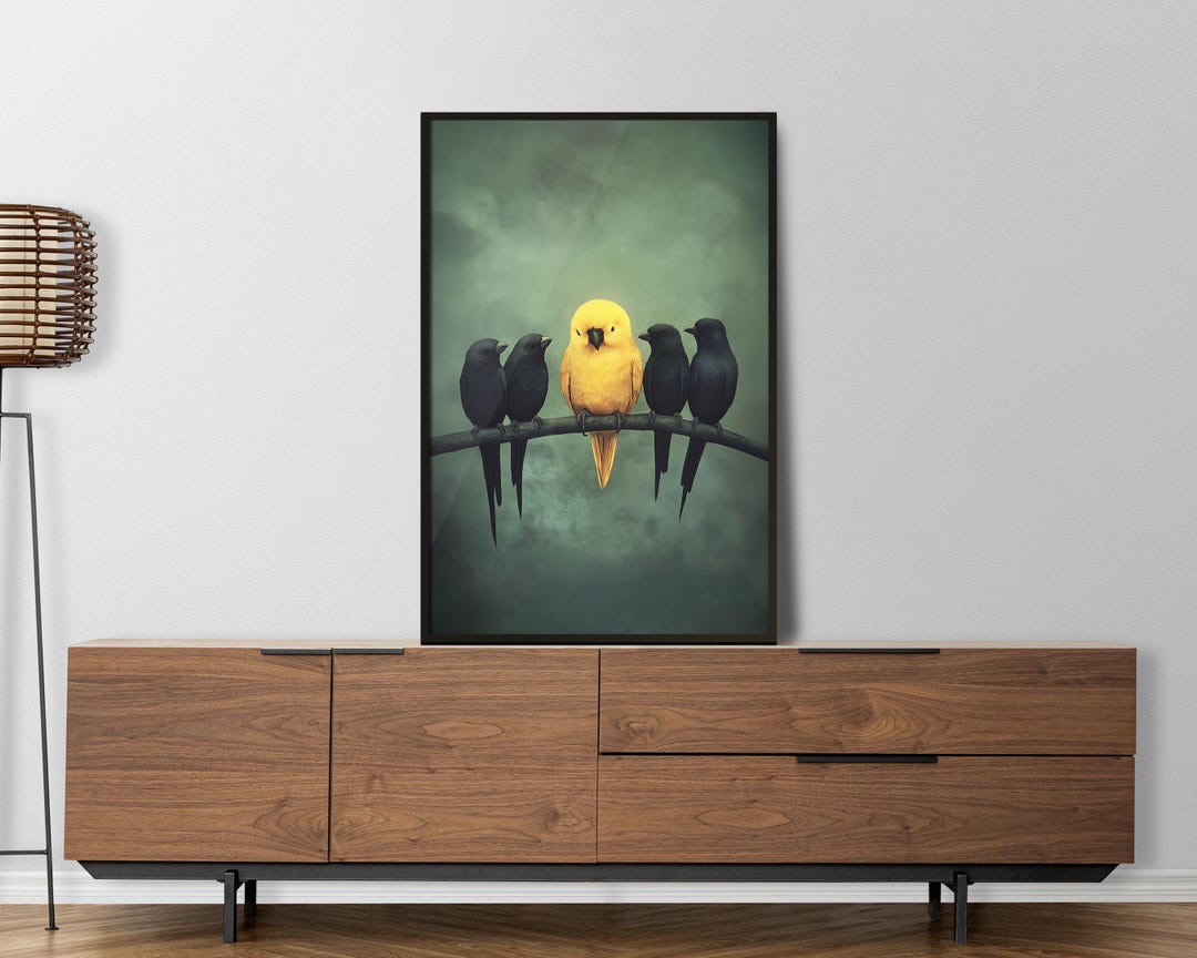 Yellow Bird Wall Art - Unique Animal Print, Bird Lover Gift, Quirky ...