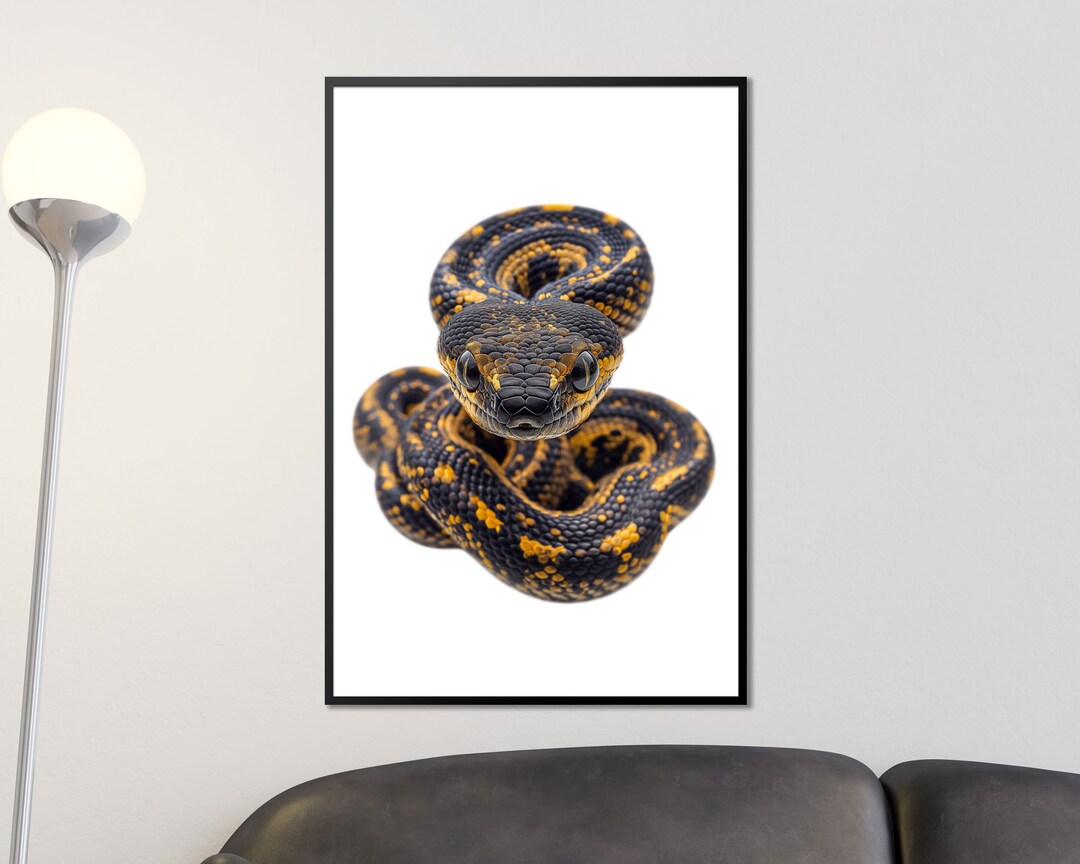 Golden Snake Poster Art, Detailed Pattern Serpent , Modern Wall Decor ...
