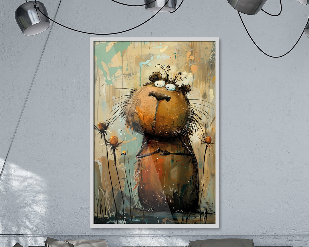 Printable Crazy Creatures - Capybara - Crazy Digital Art Wall Decor ...