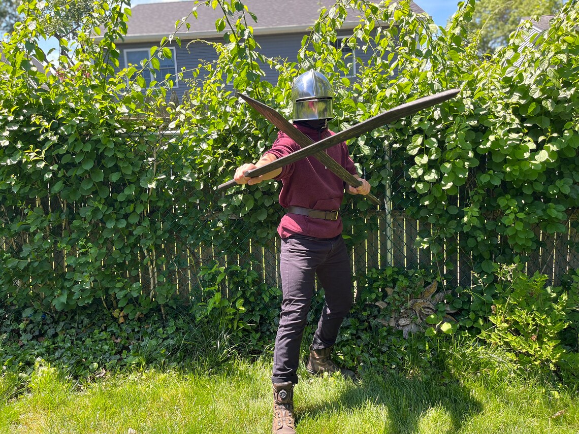 Two Fantastic Handmade Wooden Swords With Engraved Nordic Runes (42ins ...