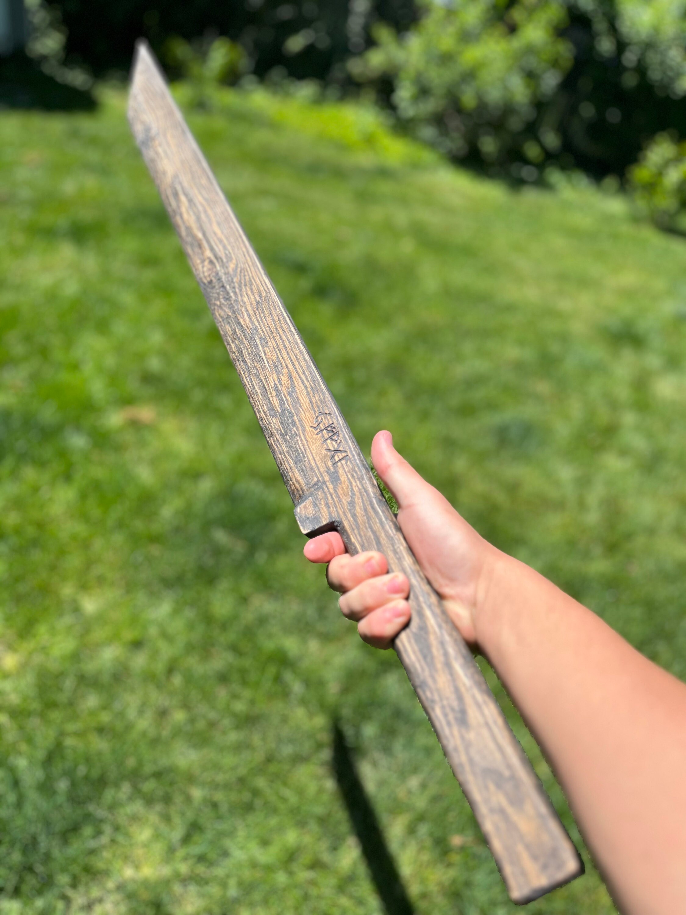Two Fantastic Handmade Wooden Swords With Engraved Nordic Runes (42ins ...