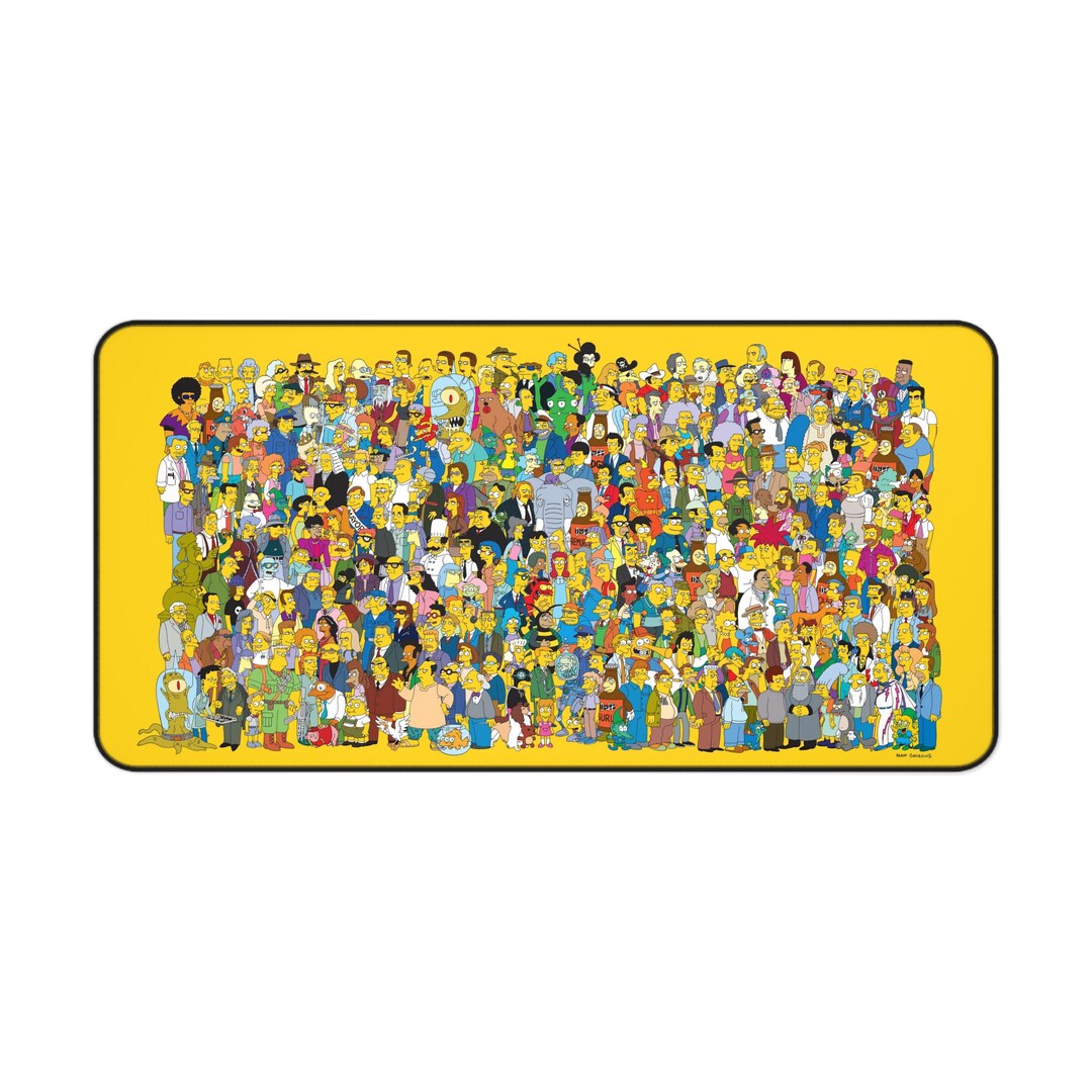 The Simpsons All Characters Desk Mat Mouse Pad - Premium Stitched Edges ...