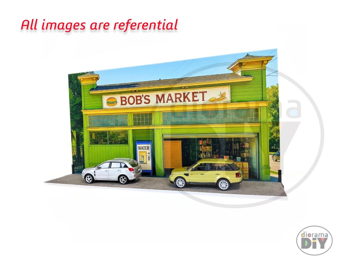1:43 Scale City Market Diorama – Printable Diecast Car Display ...