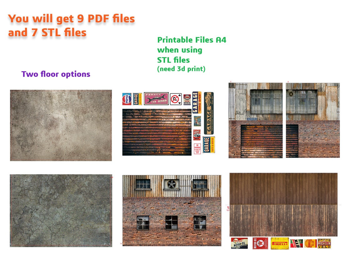 DIY Printable Diorama 2 Floor Garage 1:18 Instant Download Pdf, Stl ...