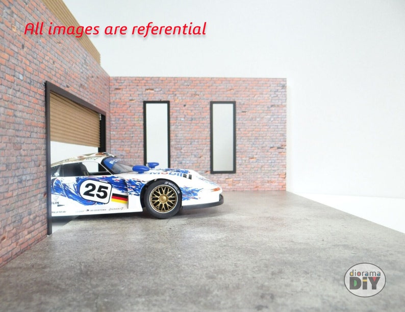 1:18 Scale Brick Garage Diorama, Printable Model Car Display (PDF, STL ...