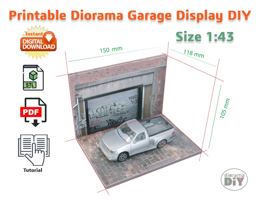 DIY Printable Diorama Two Wall Brick Display Scale 1:43 Instant ...
