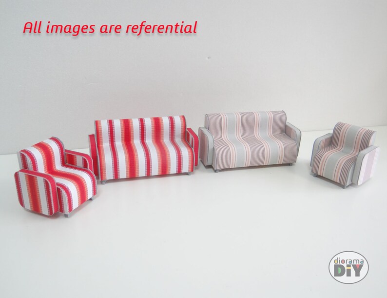 DIY Printable Diorama Dollhouse Sofa and Armchairs 1:12 Instant ...