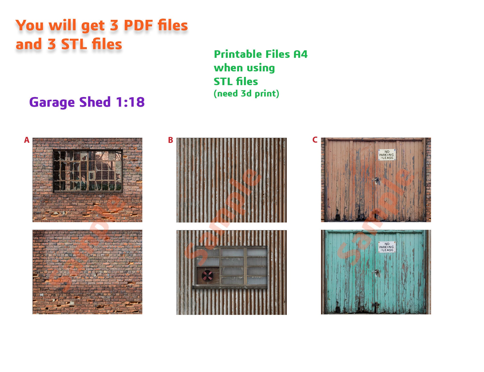 DIY Printable Diorama Garage Shed 1:18 Instant Download Pdf, Stl Files ...