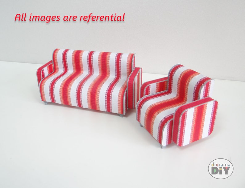 DIY Printable Diorama Dollhouse Sofa and Armchairs 1:12 Instant ...