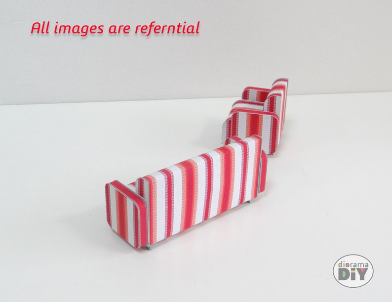 DIY Printable Diorama Dollhouse Sofa and Armchairs 1:12 - Etsy