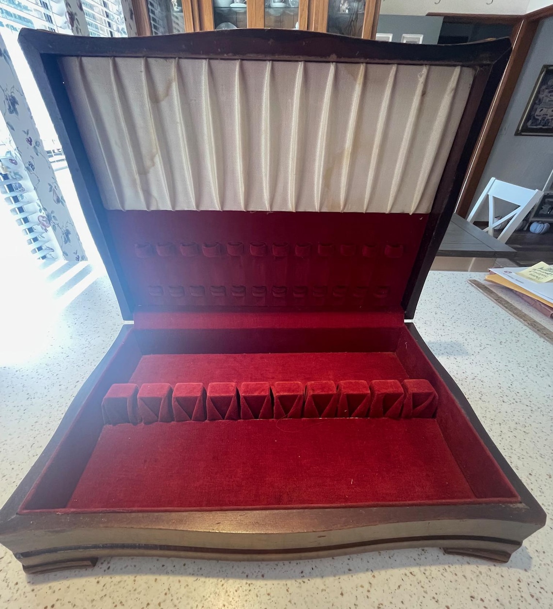 Vintage Wooden Silverware/flatware Storage Box/chest/cabinet Mid ...