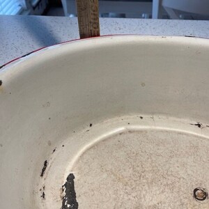 Rustic Enamelware Tub: 18" Oval Basin With Red Trim, Farmhouse Decor - Etsy