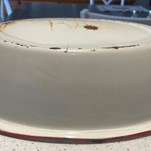 Rustic Enamelware Tub: 18" Oval Basin With Red Trim, Farmhouse Decor - Etsy