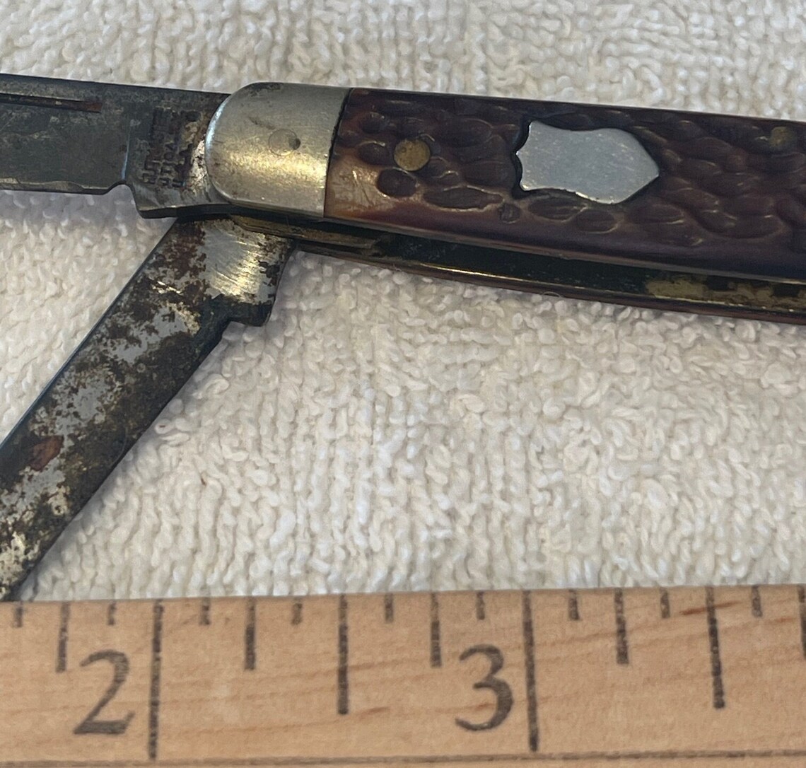 Vintage Kutmaster Utica NY 3-blade Pocket Knife: Bulldog & Shield ...