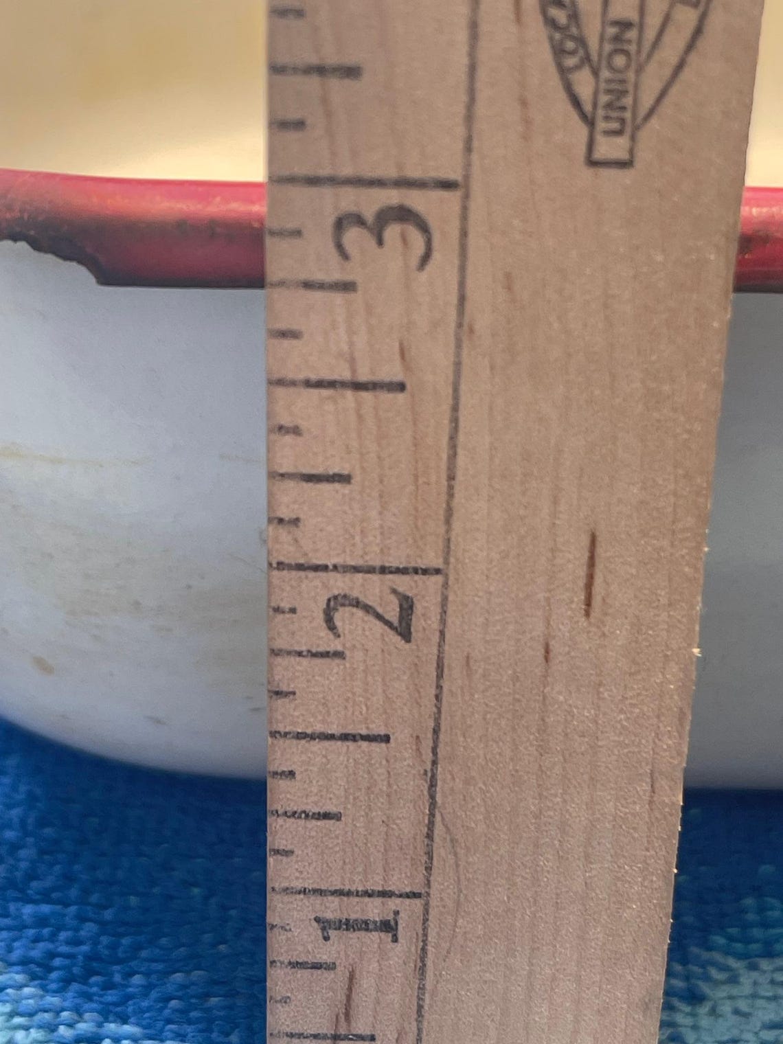 Vintage Chippy Rustic Primitive Red Rimmed White Enamelware 13 Inch ...