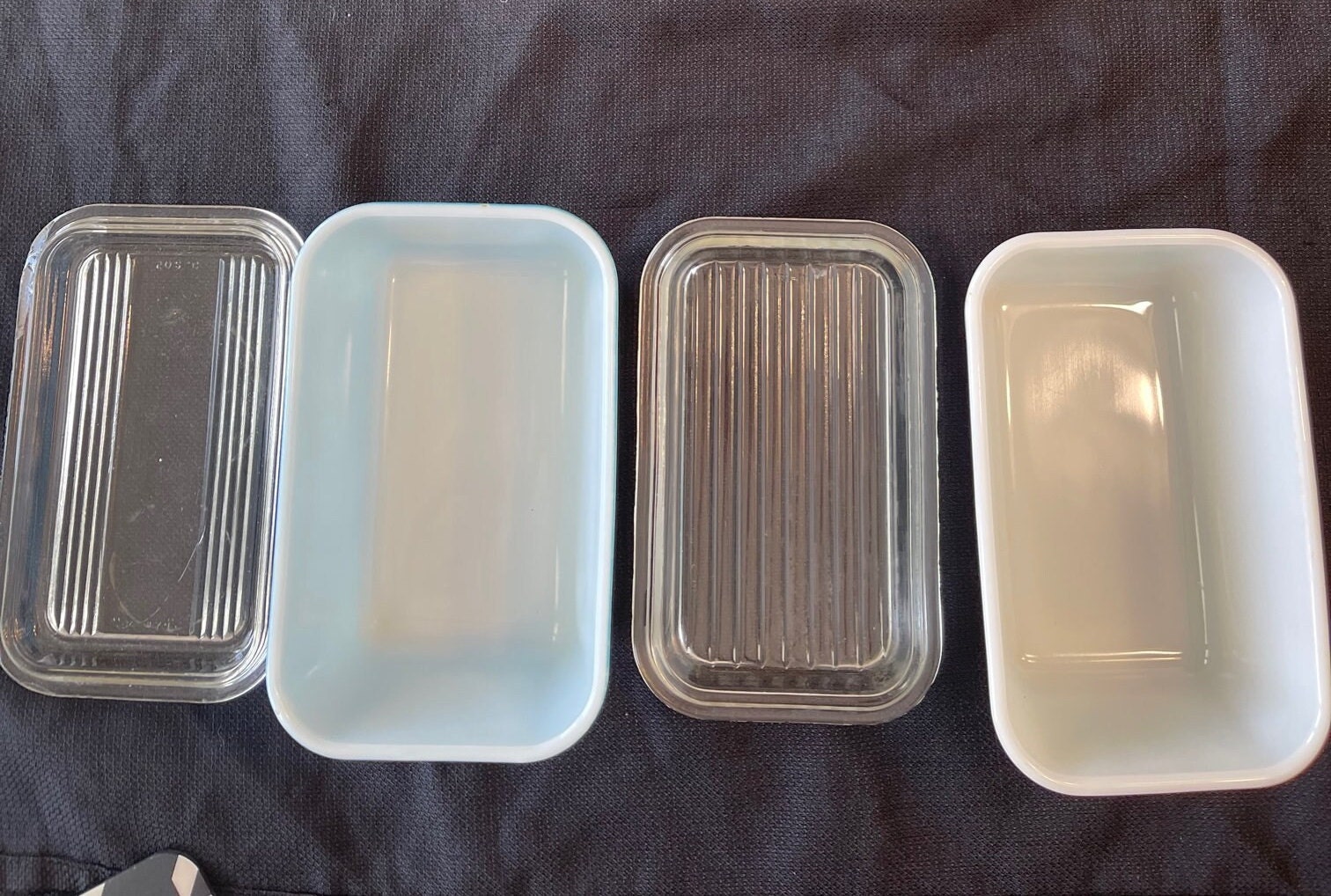 Vintage Pyrex Blue Amish Butterprint With Aqua Rooster and Solid Blue ...