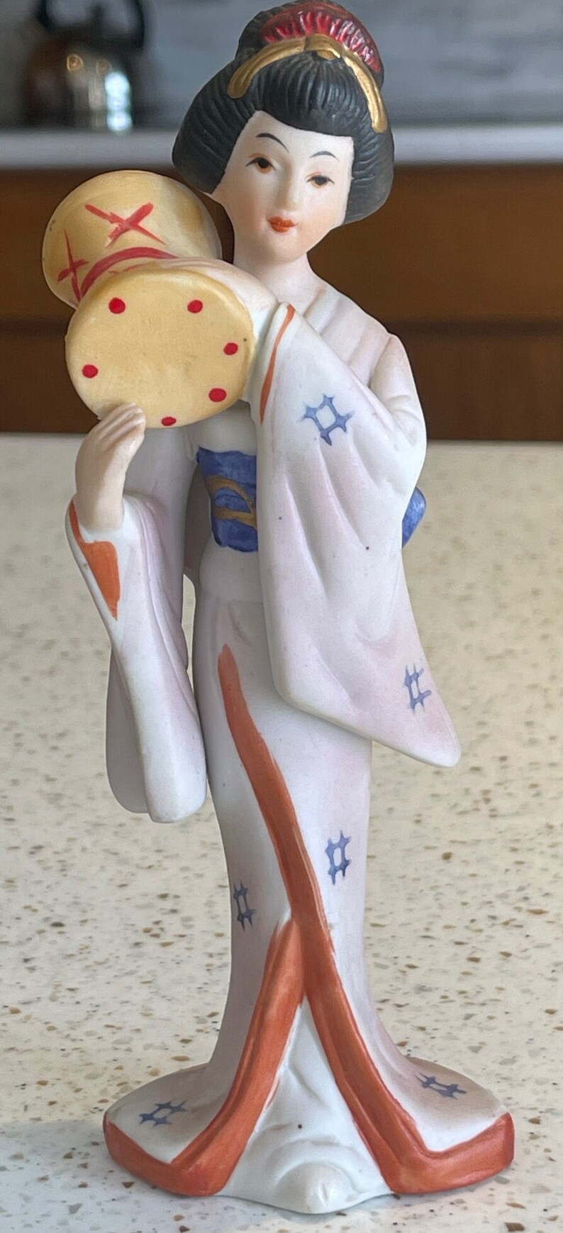 Vintage Japanese Geisha Figurine: Hand-painted Bisque Porcelain Kimono ...