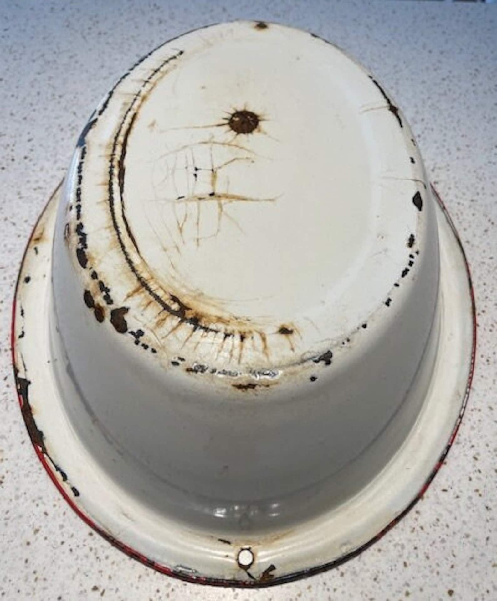 Rustic Enamelware Tub: 18" Oval Basin With Red Trim, Farmhouse Decor - Etsy