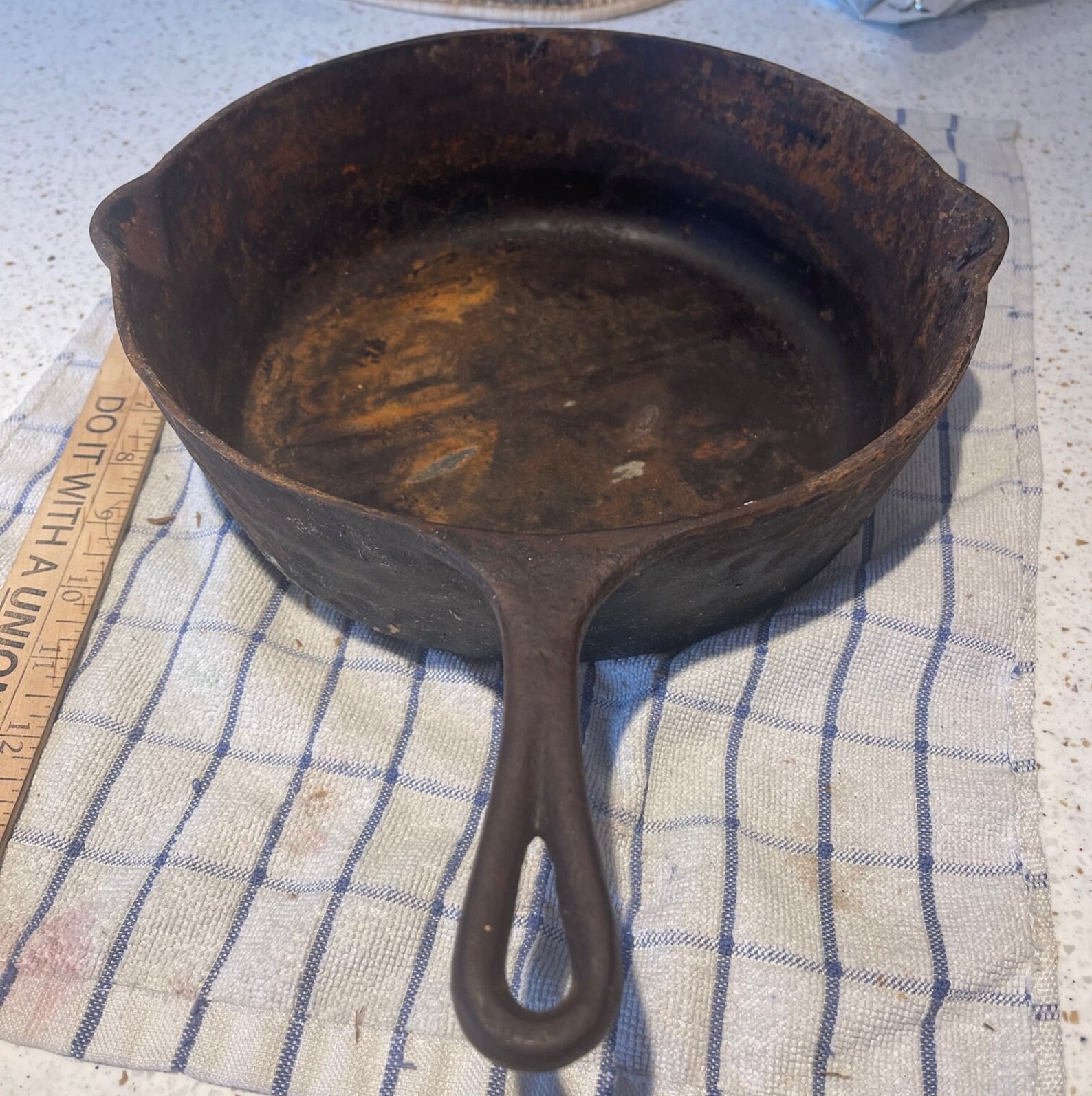 Rusty Vintage Unique "ugly" Hammered Dimpled Chicken Fryer Deep Skillet ...