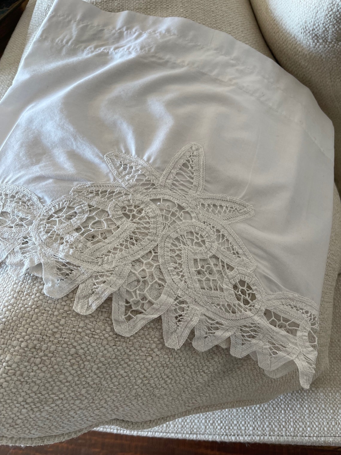 Vintage White Battenburg Lace 13 Inch Valance Window Treatment or ...