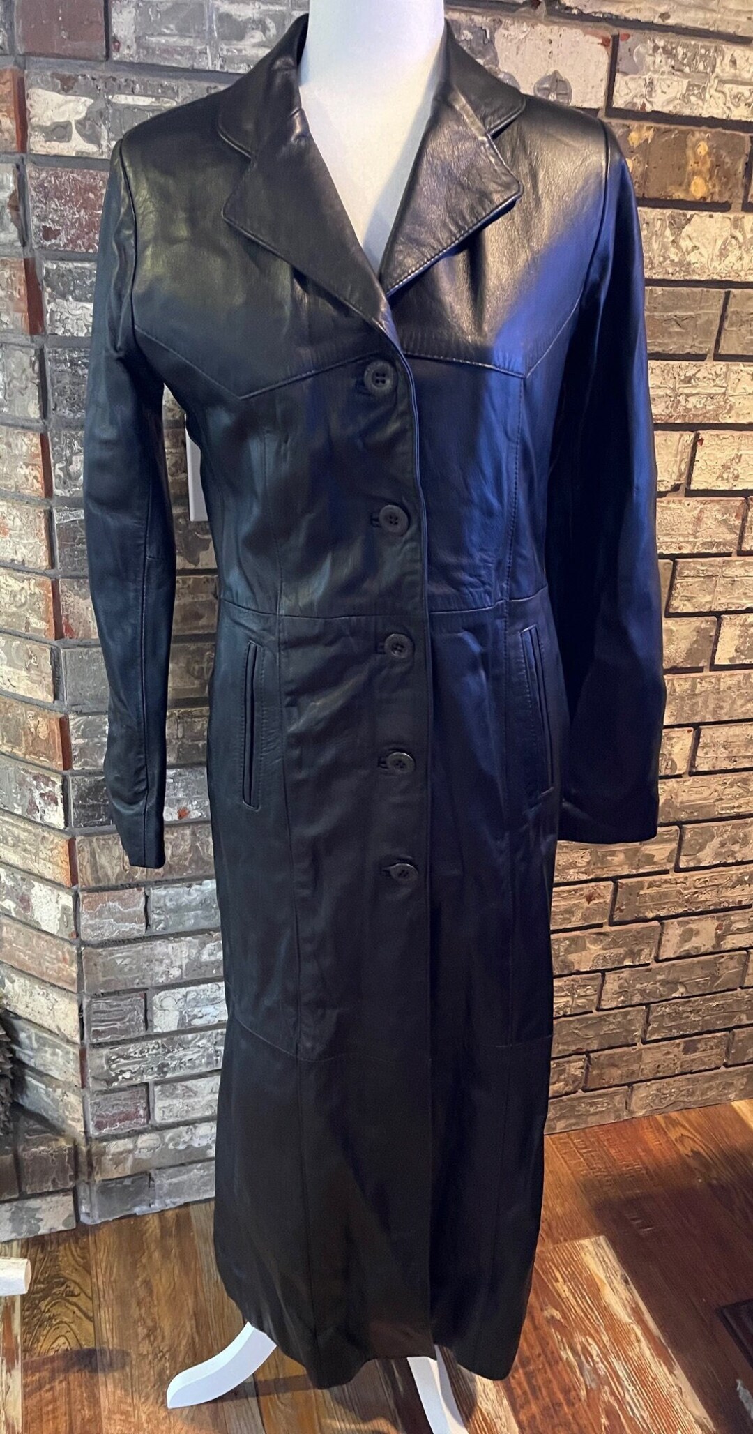 Vintage Black Leather Duster Coat: Reza Duro, Size 8, Western Chic - Etsy