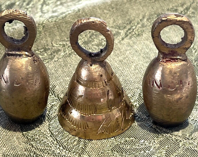 Vintage Solid Brass Bells Made in India - Set of 3 Vintage Small ...